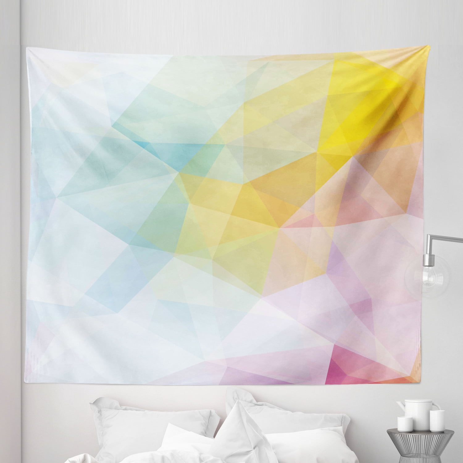 Abstract Tapestry, Pale Modern Rainbow Ombre Colored Image Squares and ...