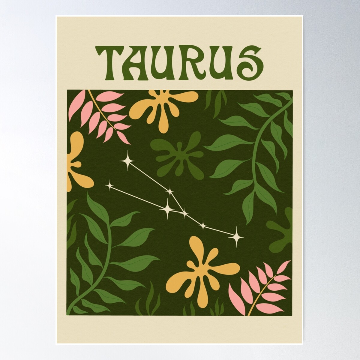 Abstract Taurus Zodiac Poster Wall Art, Modern Wall Decor For Living ...