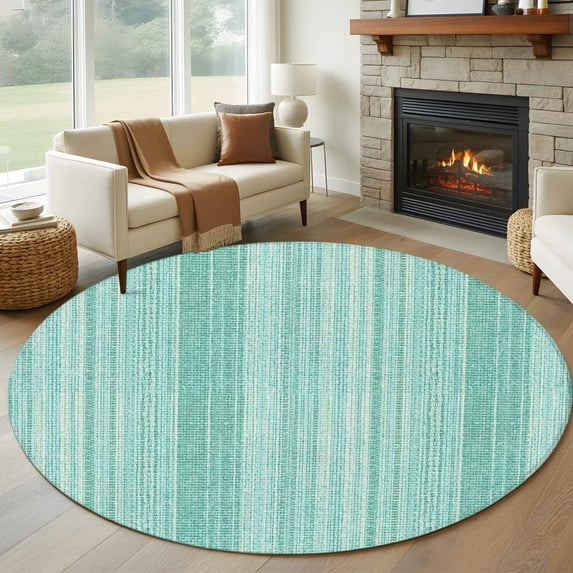 Abstract Teal 7FT Round Area Rugs for Living Room Rustic Farmhouse ...