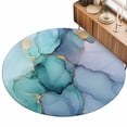 Abstract Teal Area Rug, Purple Ombre Marble Cracks Crystal Modern Non ...