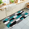 Abstract Teal Black Gray White Square Rectangle Area Rug 2x6ft,Living ...