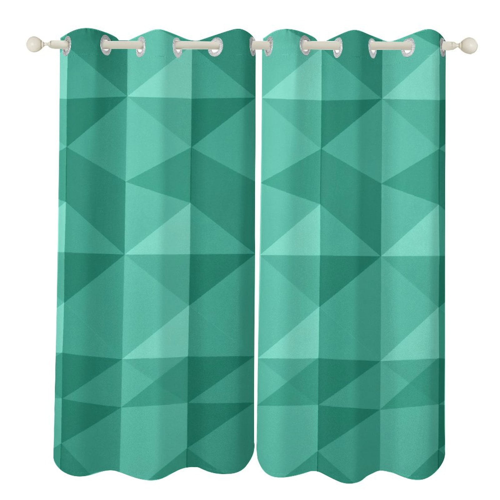 Abstract Teal Geometric Triangle Pattern Background 2 Pieces Window ...