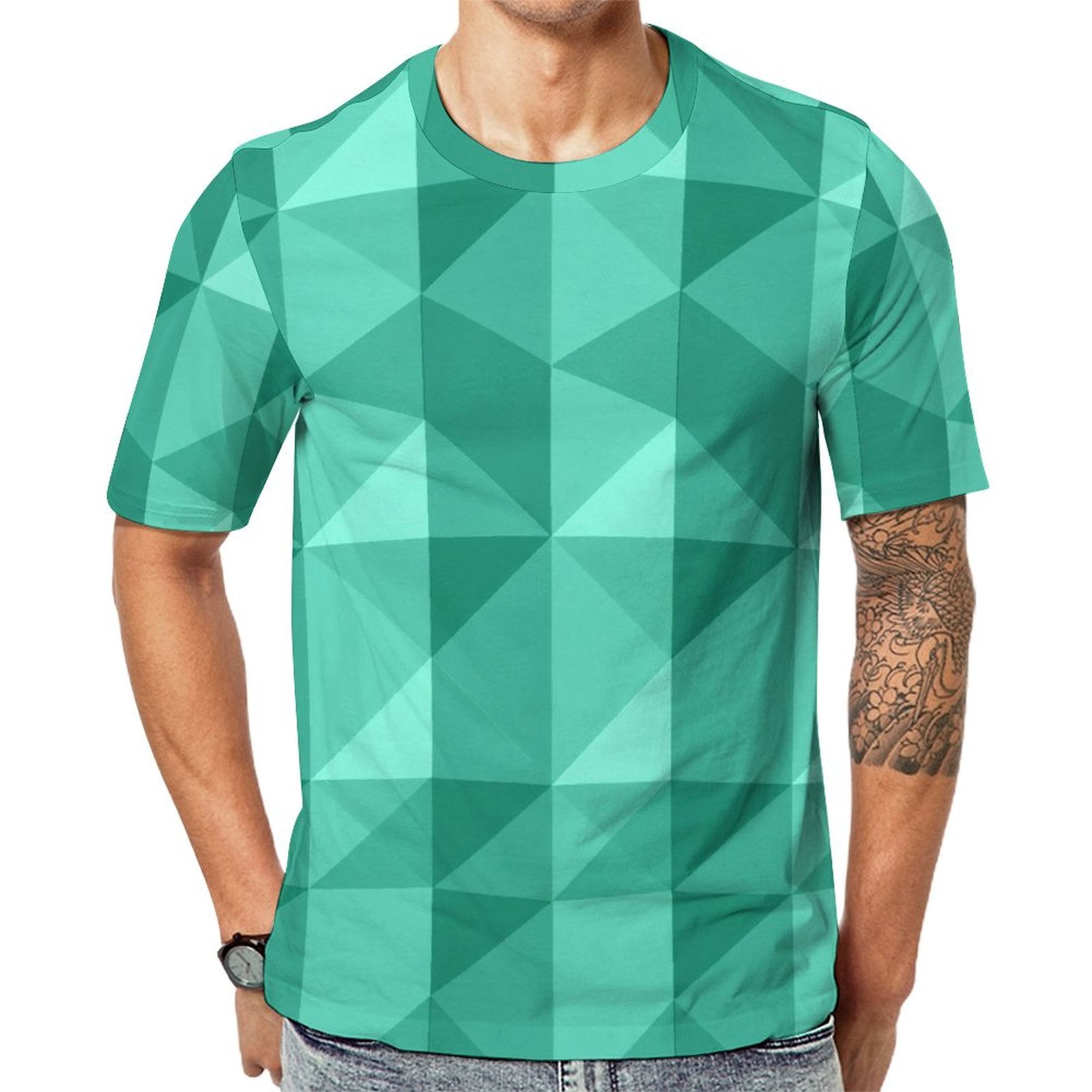 Abstract Teal Geometric Triangle Pattern Background Men's Vintage ...