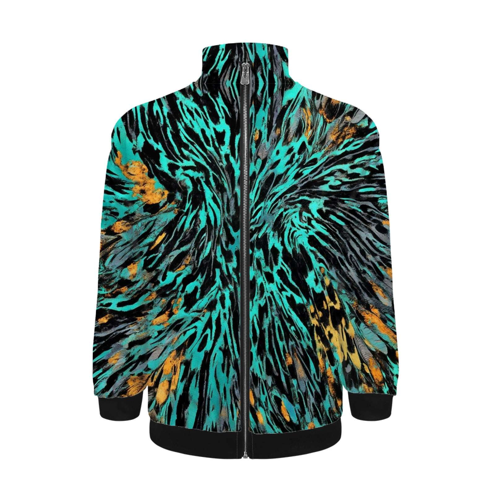 Abstract Teal Gold Animal Print Jacket Men's Street Cool Long Sleeves Coat Personality Tops ...