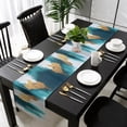 Abstract Teal Gold Table Runner 90 Inches Long - Green White Wall Art ...
