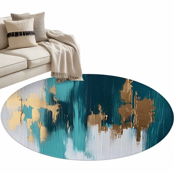 Abstract Teal Green Large Area Rugs for Bedroom Living Room, Soft Non ...
