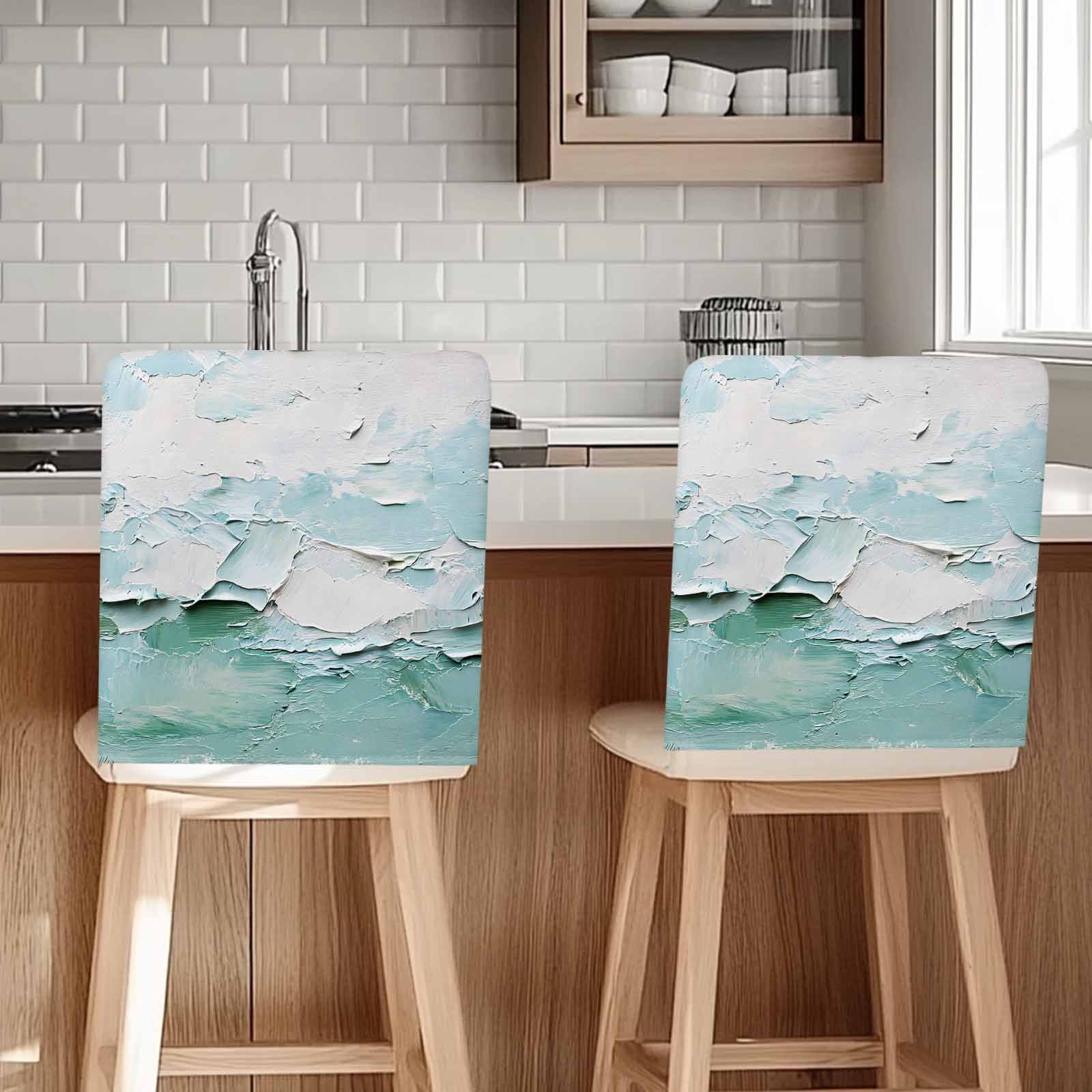 Abstract Teal Green White Oil Painting Texture Modern Art Chair Covers ...