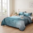 Abstract Teal Grey Color Block 3 Pieces Quilt Set,1 Quilt with 2 Shams ...