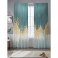 Abstract Teal Light Blue Color Block Chiffon Sheer Curtains 84 Inches ...