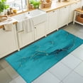 Abstract Teal Marble Liquid Texture Rectangle Rug 2'x6' Modern Stone ...