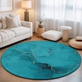 Abstract Teal Marble Liquid Texture Round Rug 5ft Modern Stone Art Gold ...