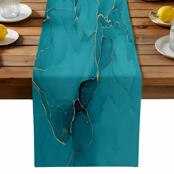 Abstract Teal Marble Liquid Texture Table Runners 13x70 Inches Long ...