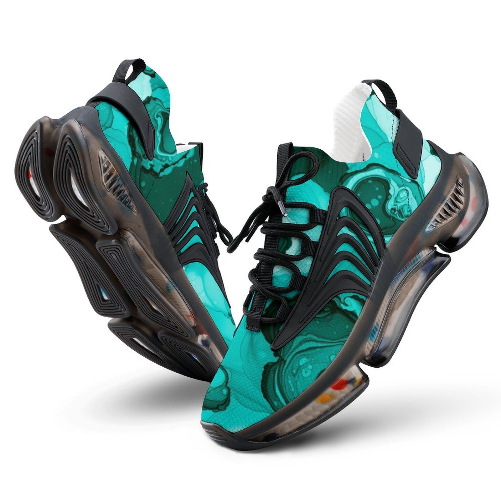 Abstract Teal Marble Print Walking Shoes for Men Woman Lightweight ...