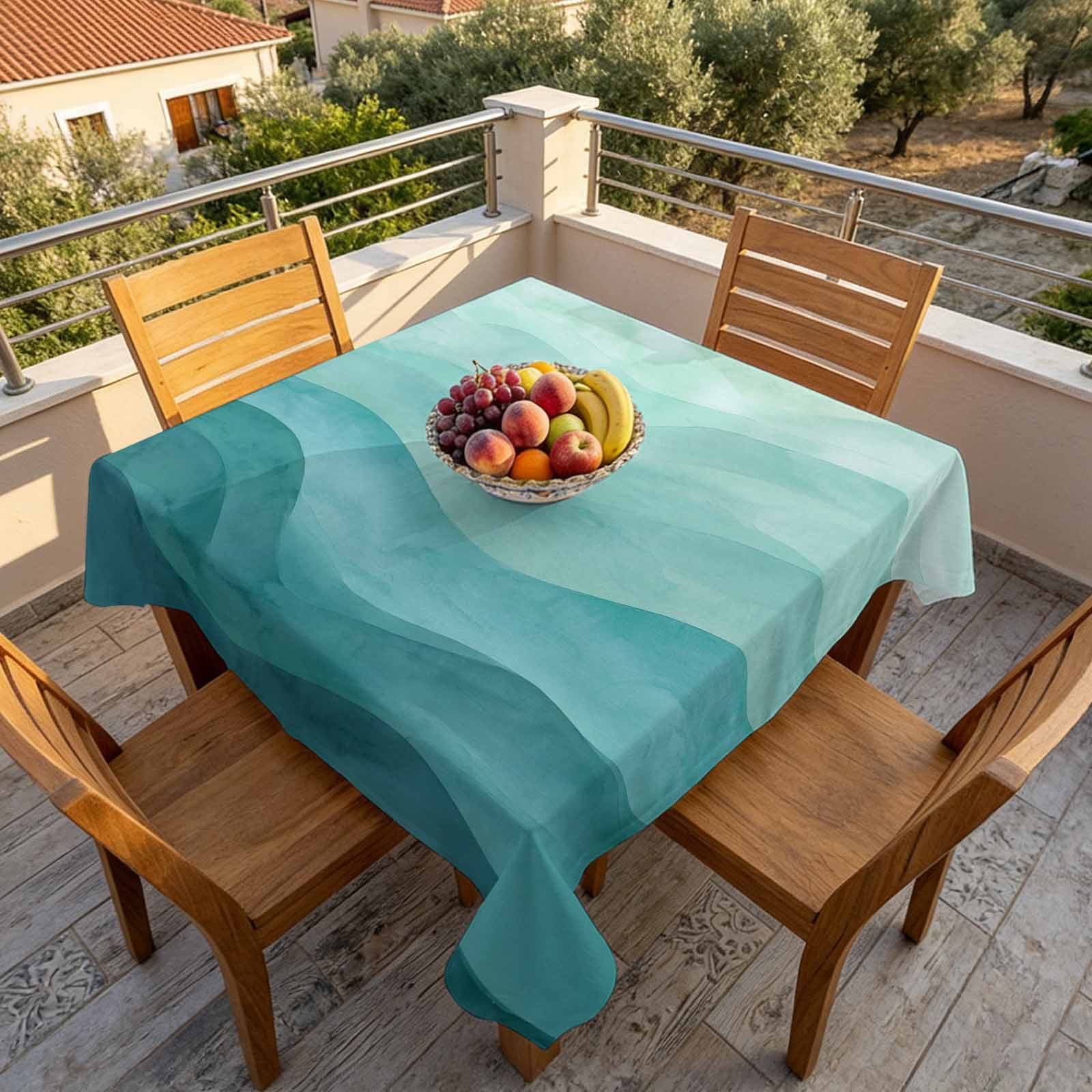 Abstract Teal Ombre Beach Texture Table Cloth 60x60in, Waterproof ...