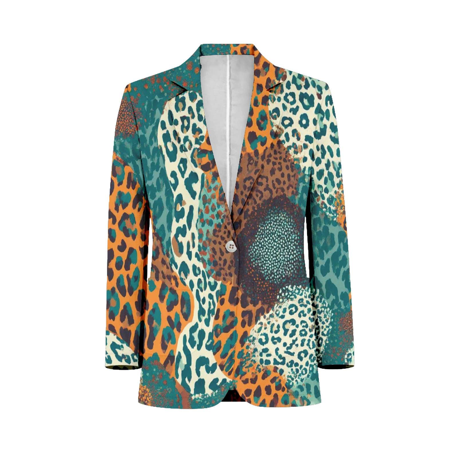 Abstract Teal Orange Leopard Print Customized Men's Suits full man ...