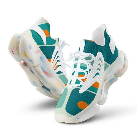 Abstract Teal Orange Shapes Design Walking Shoes for Men Woman ...