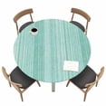 Abstract Teal Round Fitted Table Cover Rustic Farmhouse Minimalist Teal ...