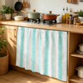 Abstract Teal Stripes Cabinet Curtains for Kitchen 35"W x 35"L, Rustic ...