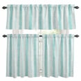 Abstract Teal Stripes Kitchen Curtains Set for Windows, Rustic Green ...