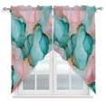 Abstract Teal Swag Curtain Valance for Window 2 Panels Pink Fluid Art ...