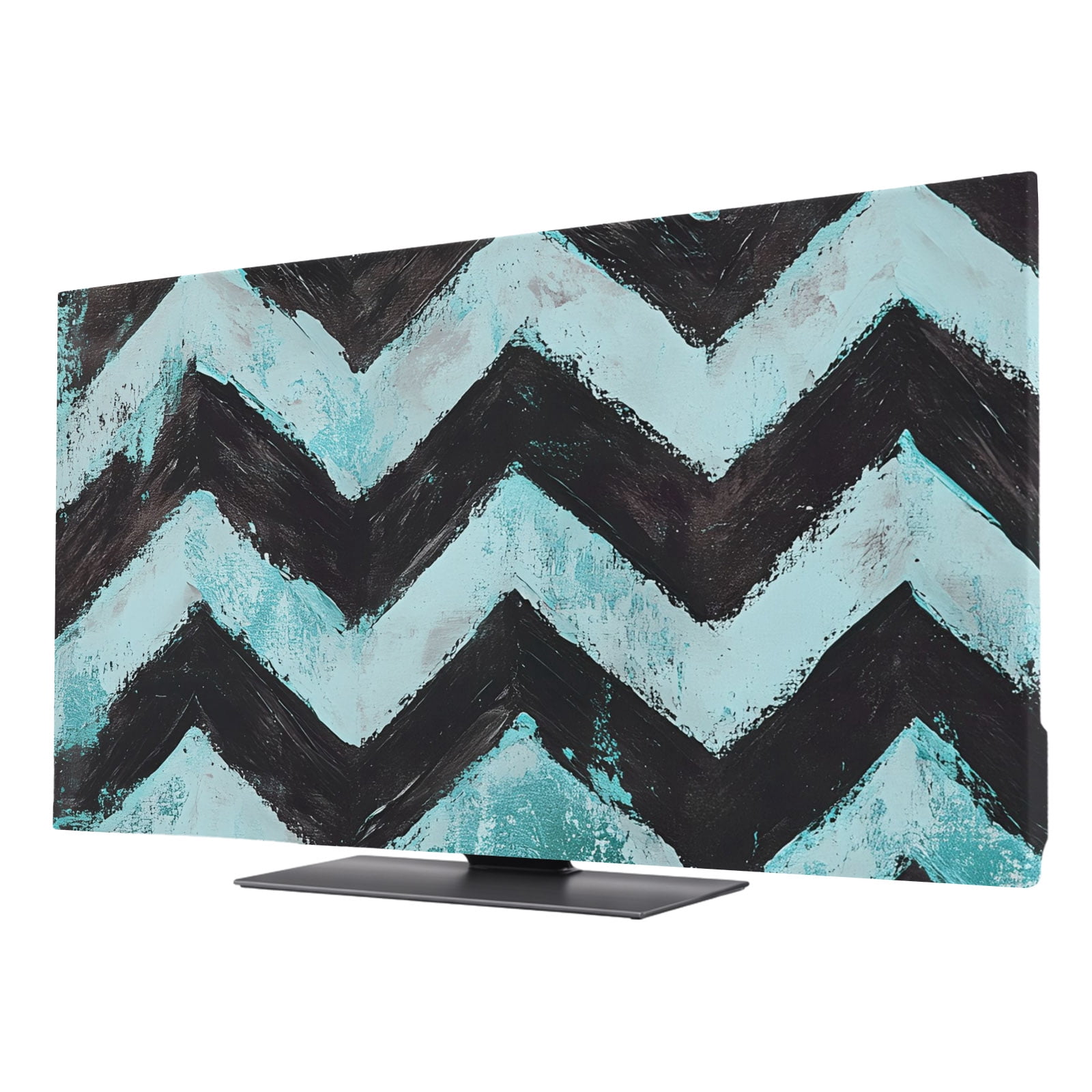 Abstract Teal TV Cover for 65 Inch Screen,Stretch Fabric Dustproof TV ...
