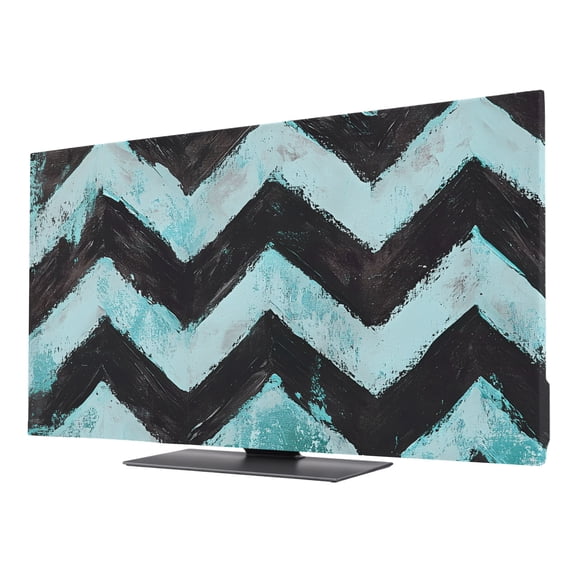 Abstract Teal TV Cover for 65 Inch Screen,Stretch Fabric Dustproof TV ...