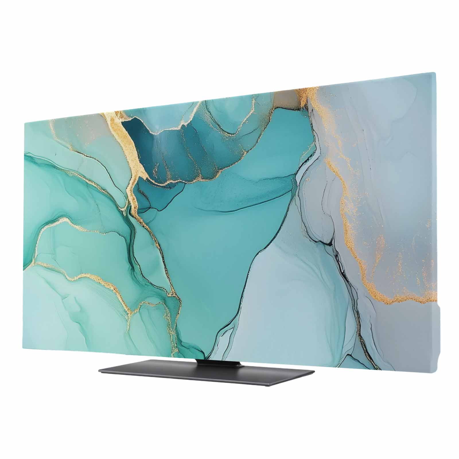 Abstract Teal TV Dust Cover 40 Inch, Aqua Marble Cracks Texture Crystal ...