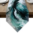 Abstract Teal Table Runner Linen Burlap Table Runner 60 Inches Long ...