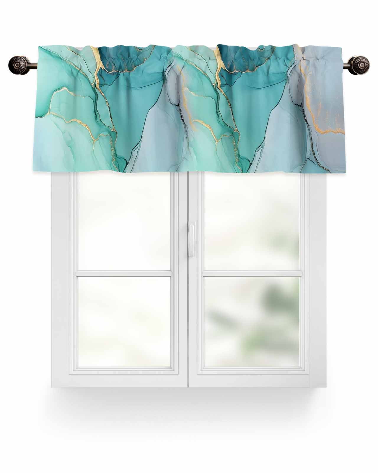 Abstract Teal Valances for Windows Aqua Marble Cracks Texture Crystal ...