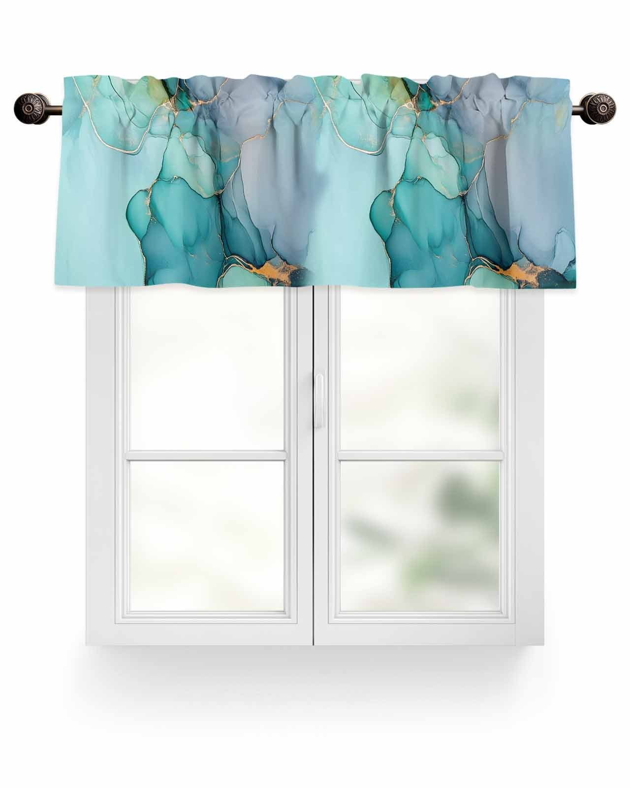 Abstract Teal Valances for Windows Blue Gold Marble Natural Stone ...