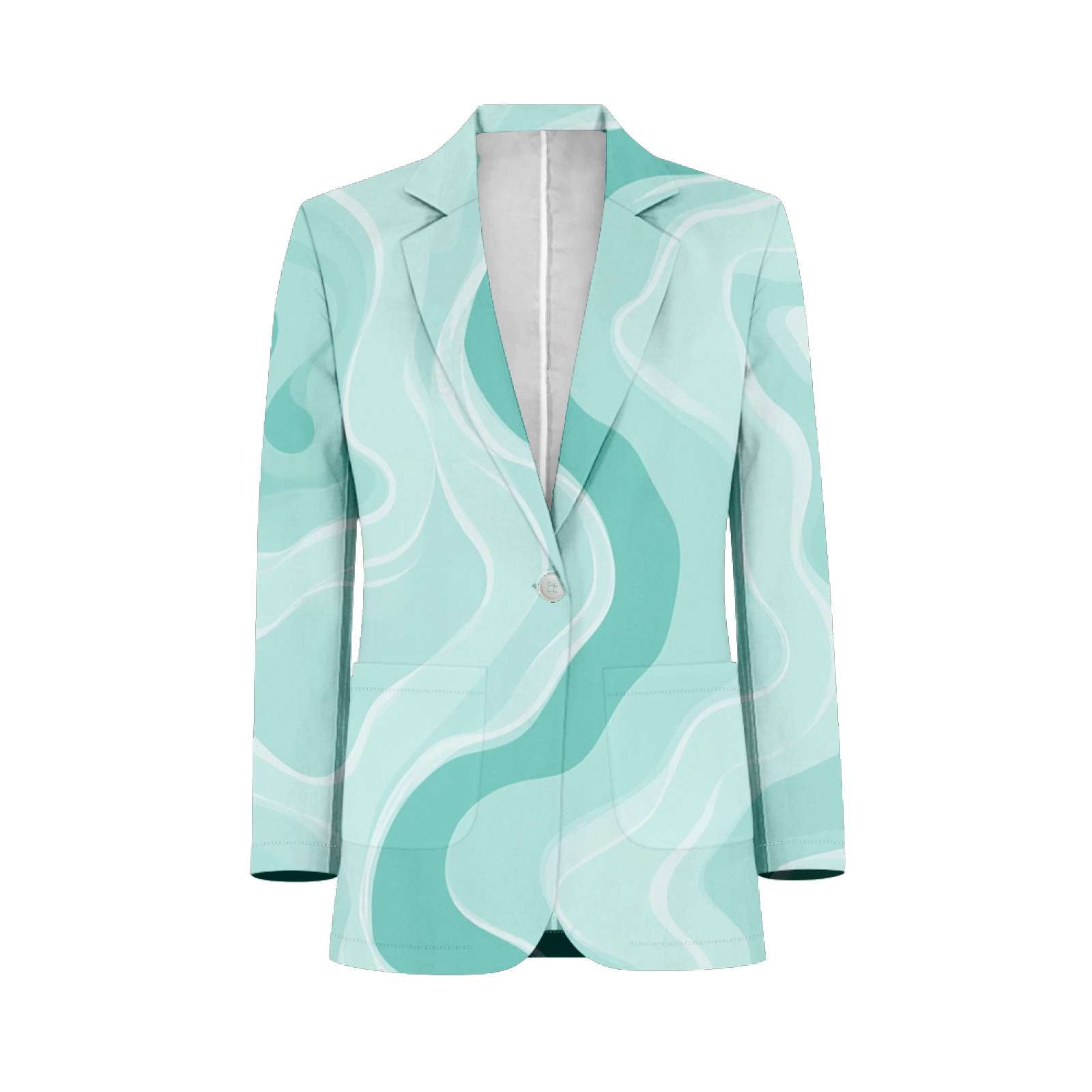 Abstract Teal Wavy Pattern Design Mens Suits Shawl Collar Slim Fit Suit ...