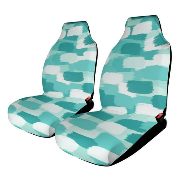 Abstract Teal White Brushstrokes Pattern Car Seat Covers Front Seats ...