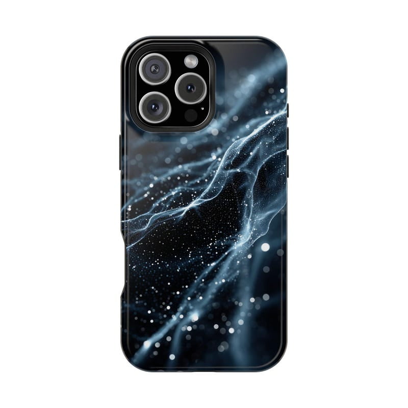 Abstract Techno Waves Particle Lightning Graphic Case for iPhone 11,12 ...