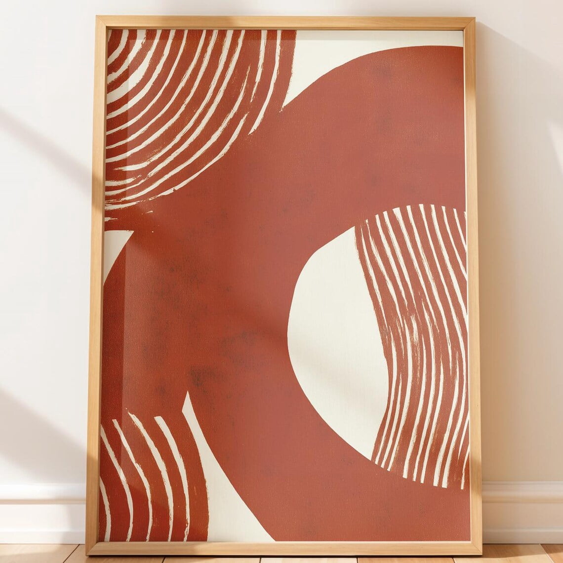 Abstract Terracotta Arcs Earthy Minimalist Mid-Century Hand-Painted ...
