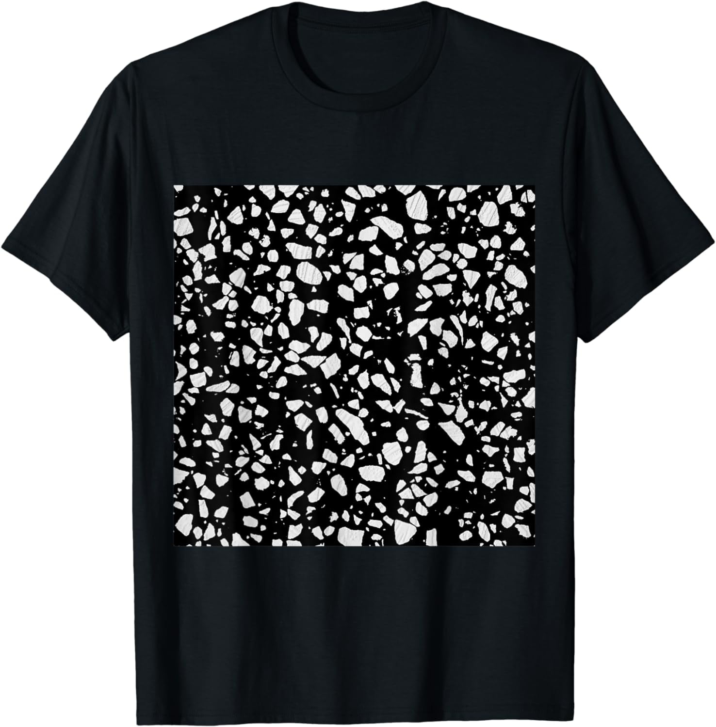 Abstract Terrazzo Mosaic Black & White Decorative Pattern T-Shirt ...