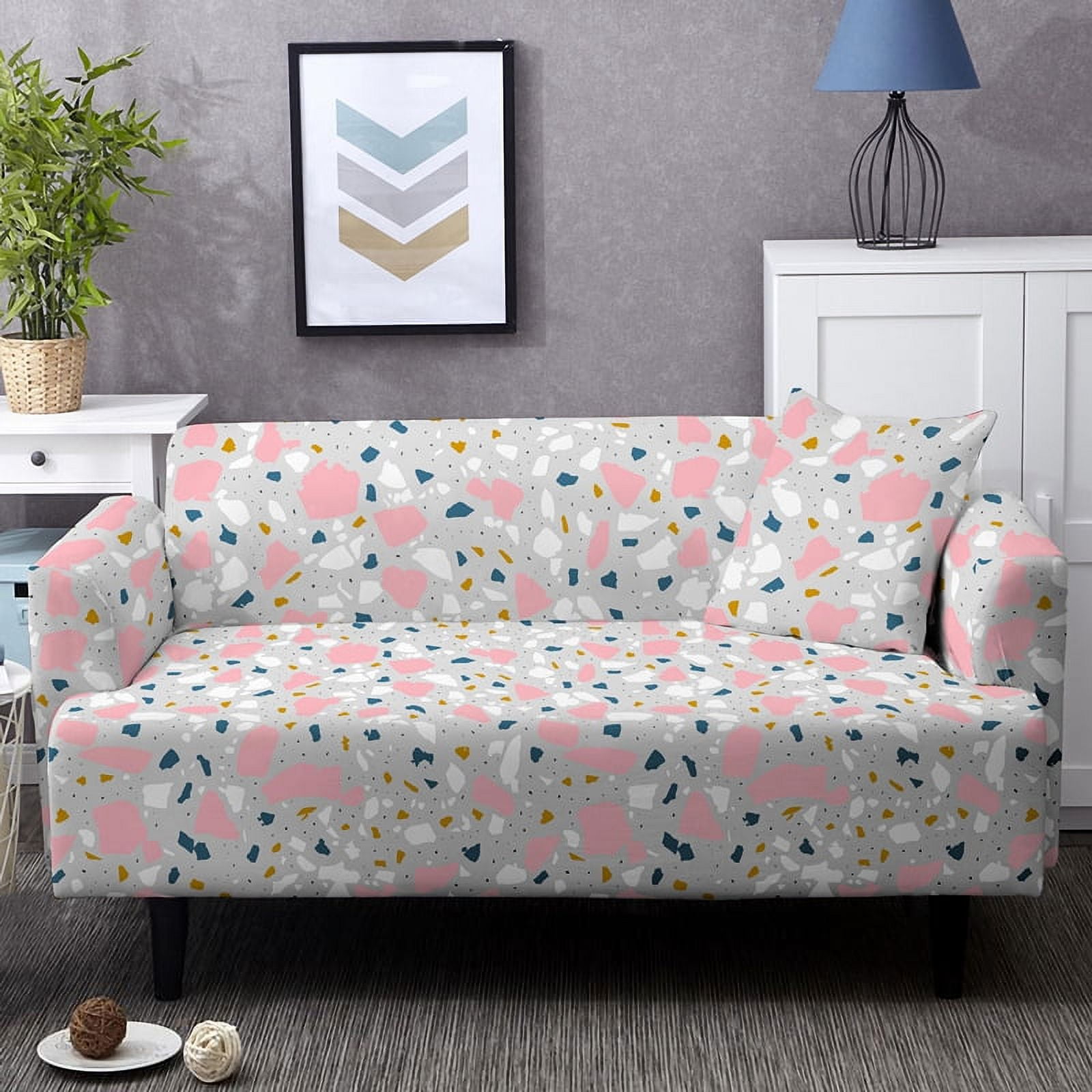 Abstract Terrazzo Stretch Sofa Cover For Living Room 1/2/3/4 Seat ...