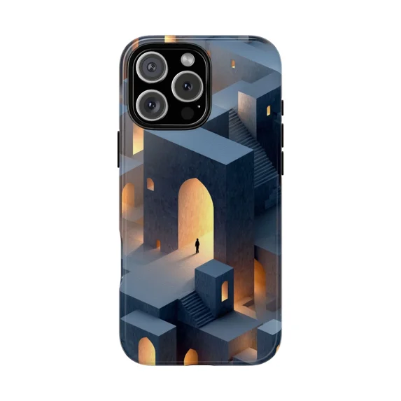 Abstract Tessellation with Cubic Pathways Geometric Phone Case with ...