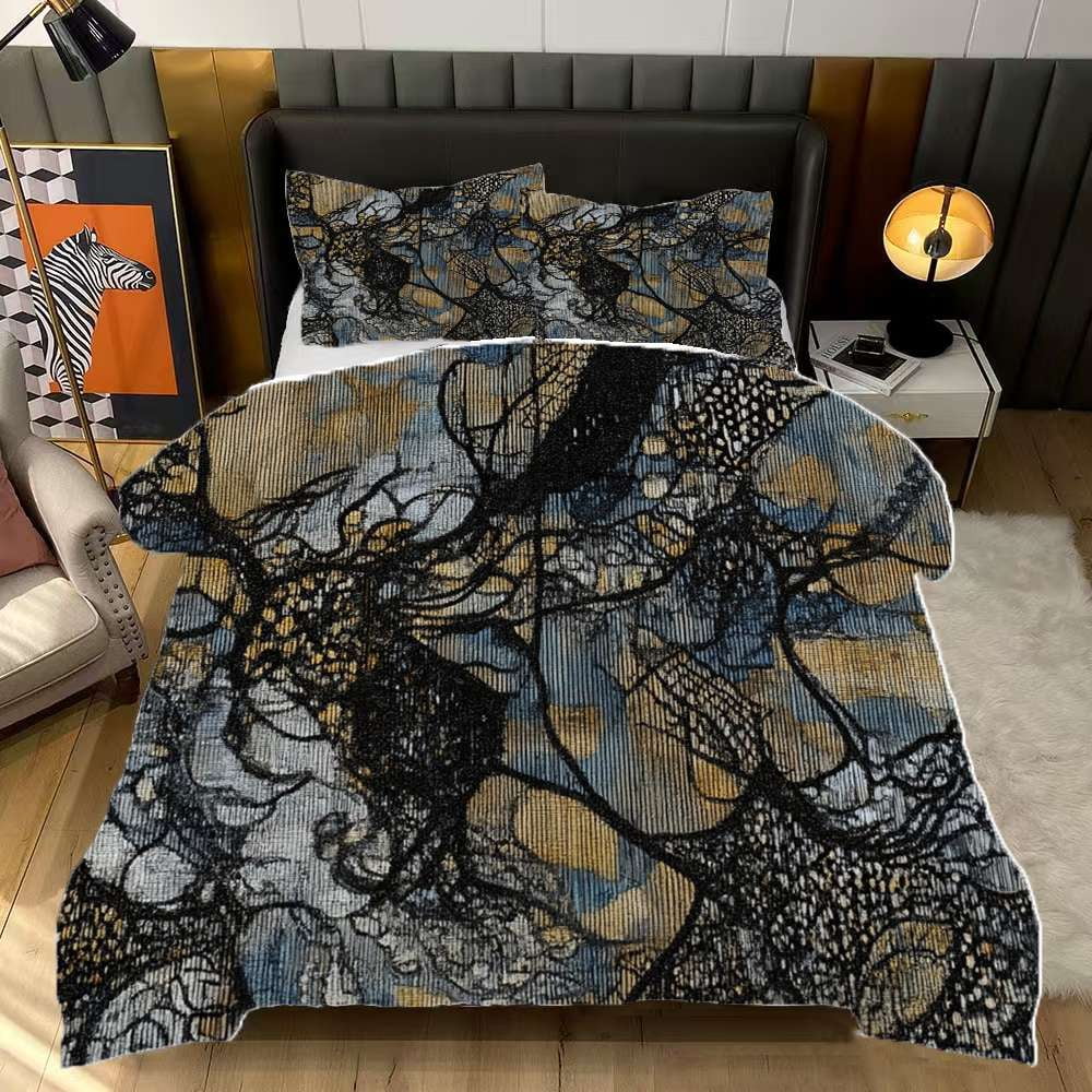 Abstract Textile Woven Artwork Comforter Set Full Size Bedding Set For ...
