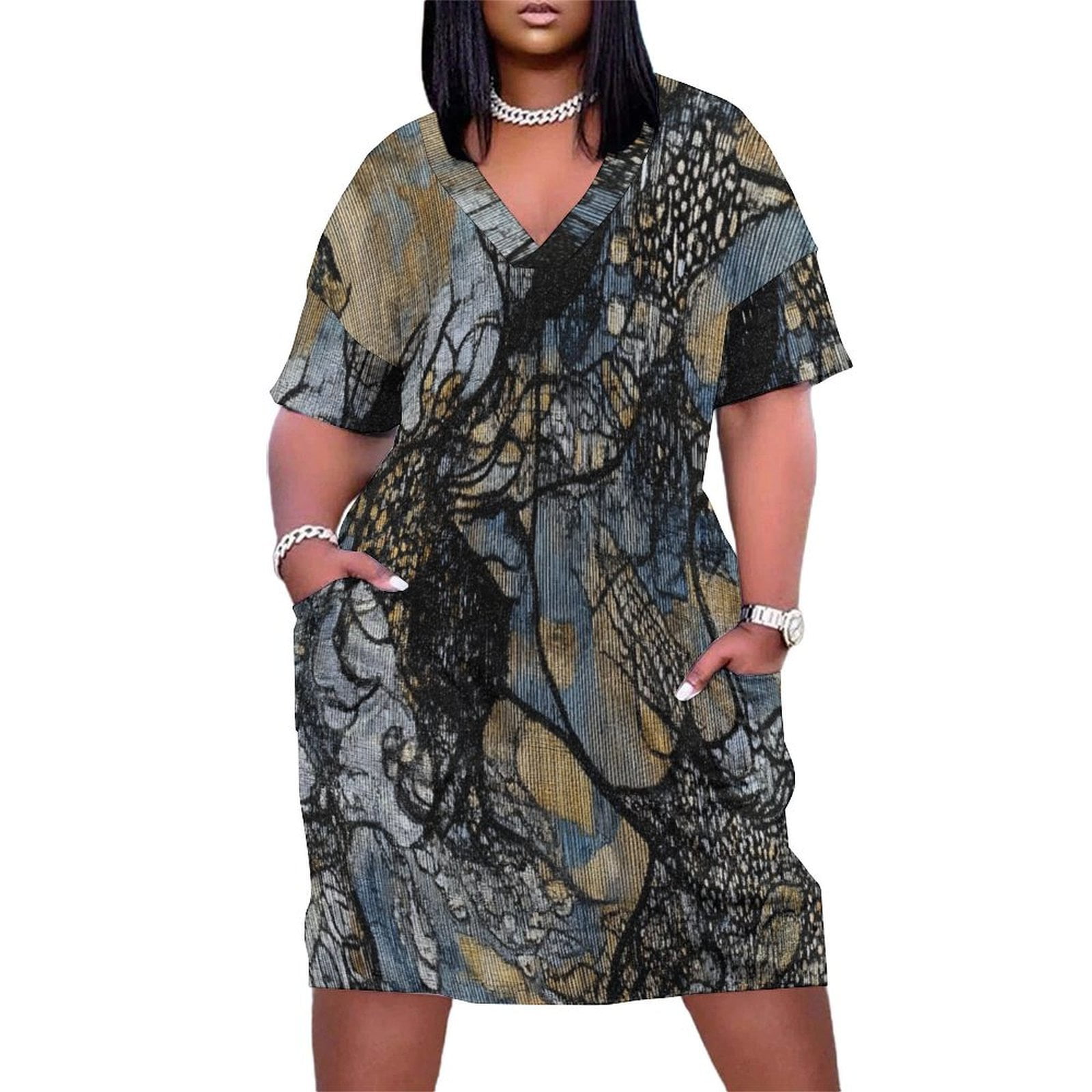 Abstract Textile Woven Artwork Loose Pocket Dress Dresses Summer Summer ...
