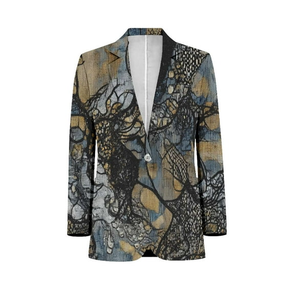 Abstract Textile Woven Artwork Men's Suit Blazer Casual Party Wear Slim ...