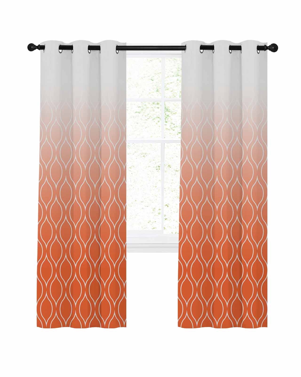 Abstract Texture Blackout Curtains 84 Inch Length Classic Orange ...