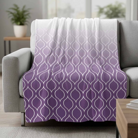 Abstract Texture Fleece Throw Blanket Classic Purple Gradient Line ...