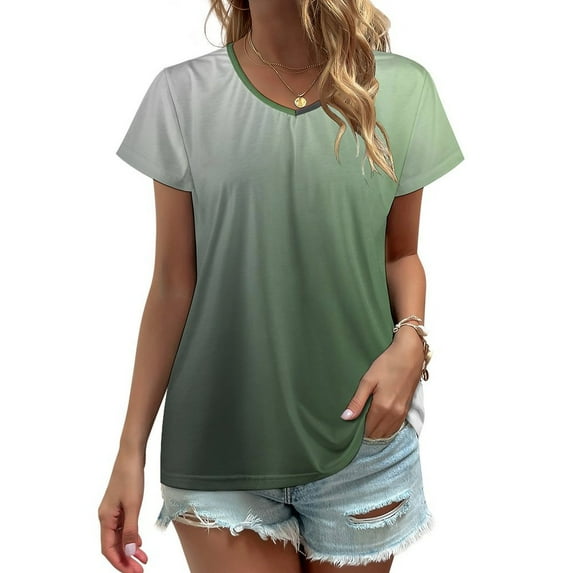Abstract Texture Green Grey Gradient Women's Blouse Short Sleeve Women ...