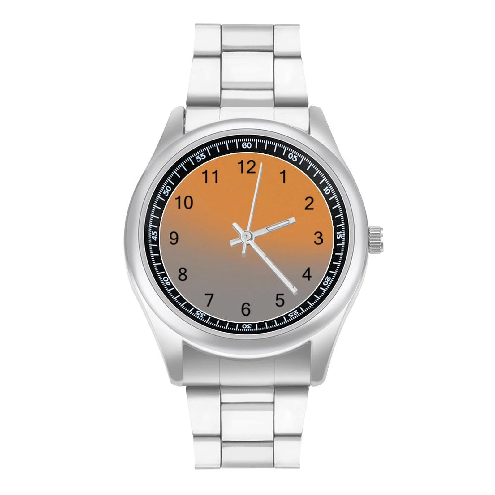 Abstract Texture Orange Grey Gradient Wrist Watches for Men Metal Band Watch Fashion Three-Hand ...