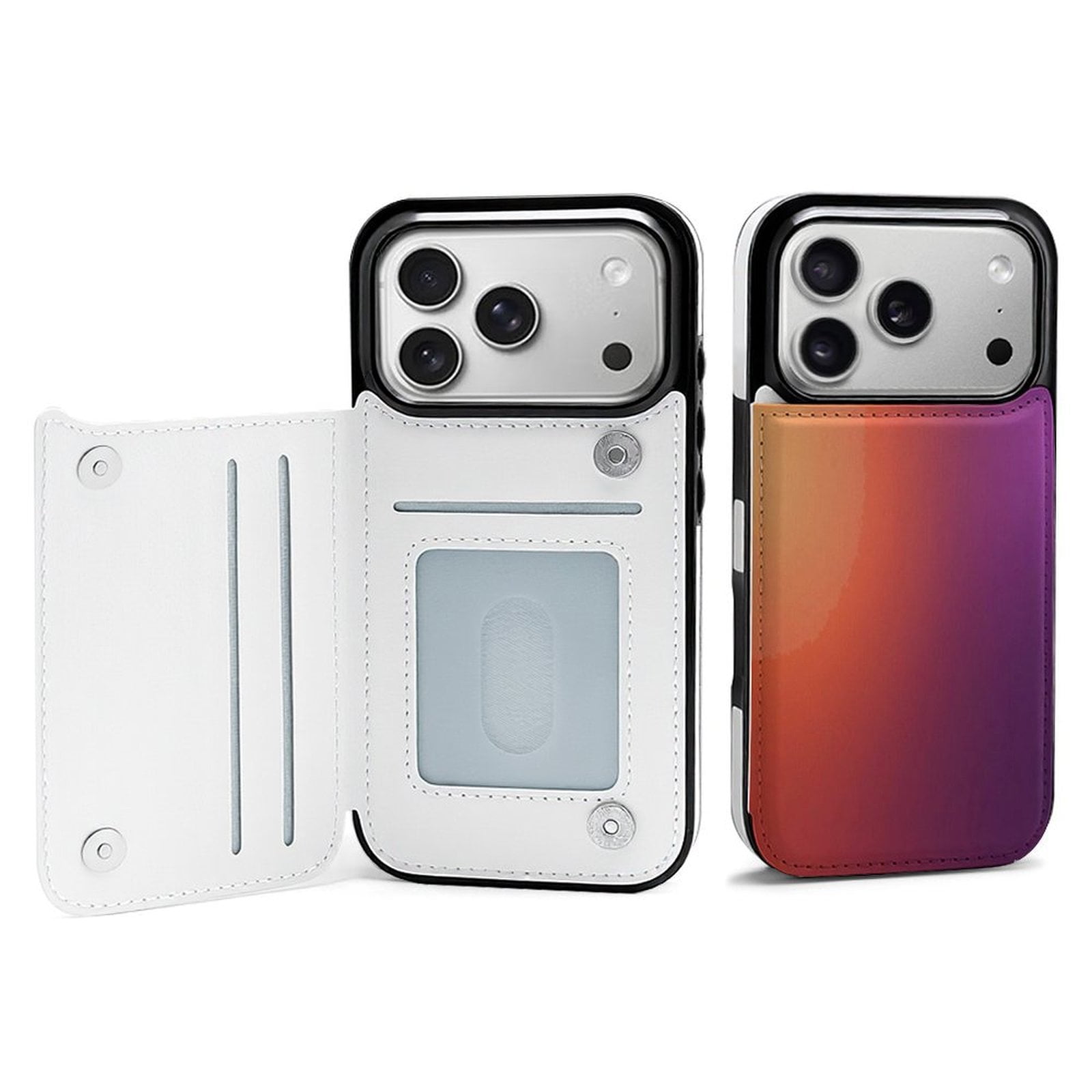 Abstract Texture Orange Purple Gradient Leather Wallet Case for iPhone ...