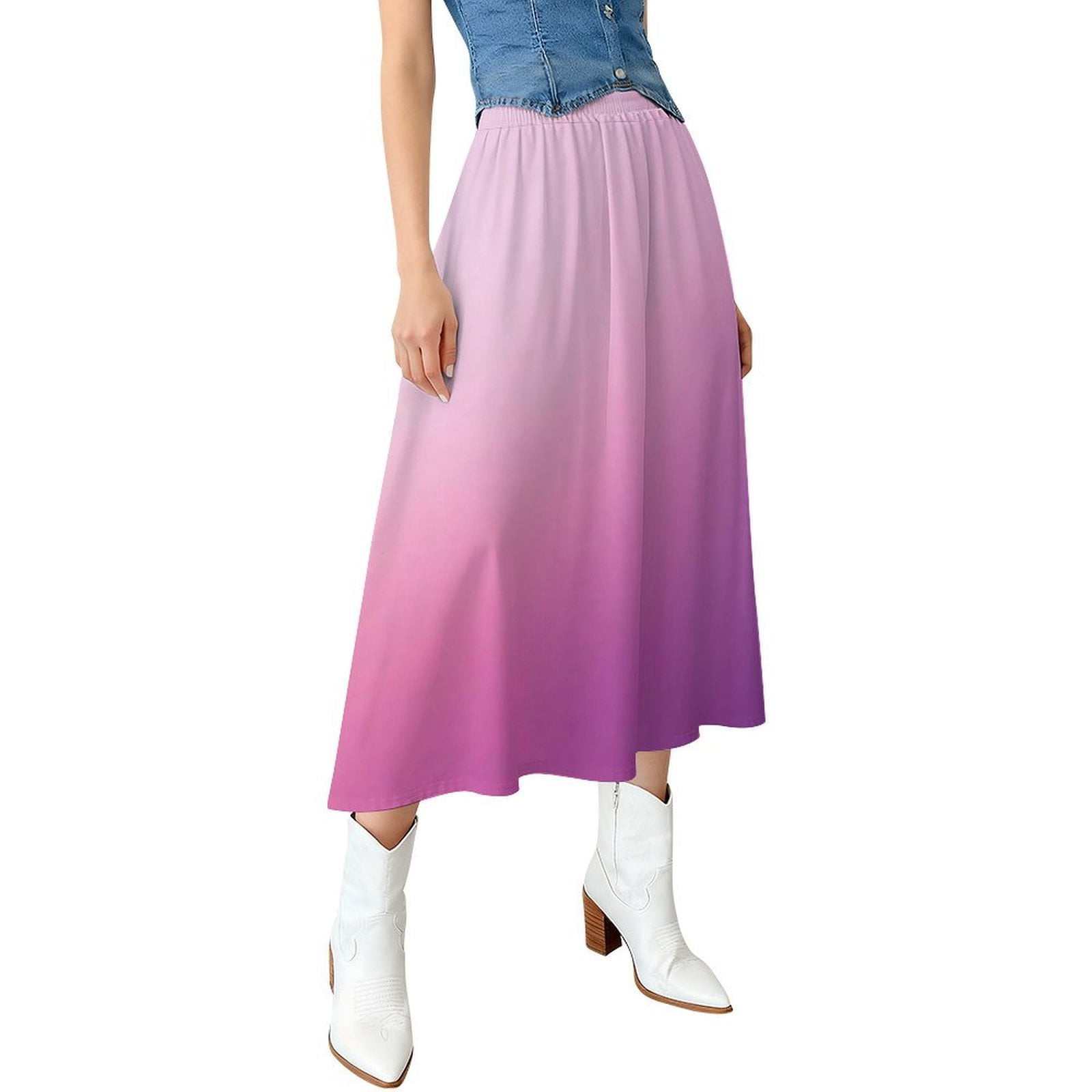 Abstract Texture Pink Purple Gradient Women High Waist Midi Skirt ...