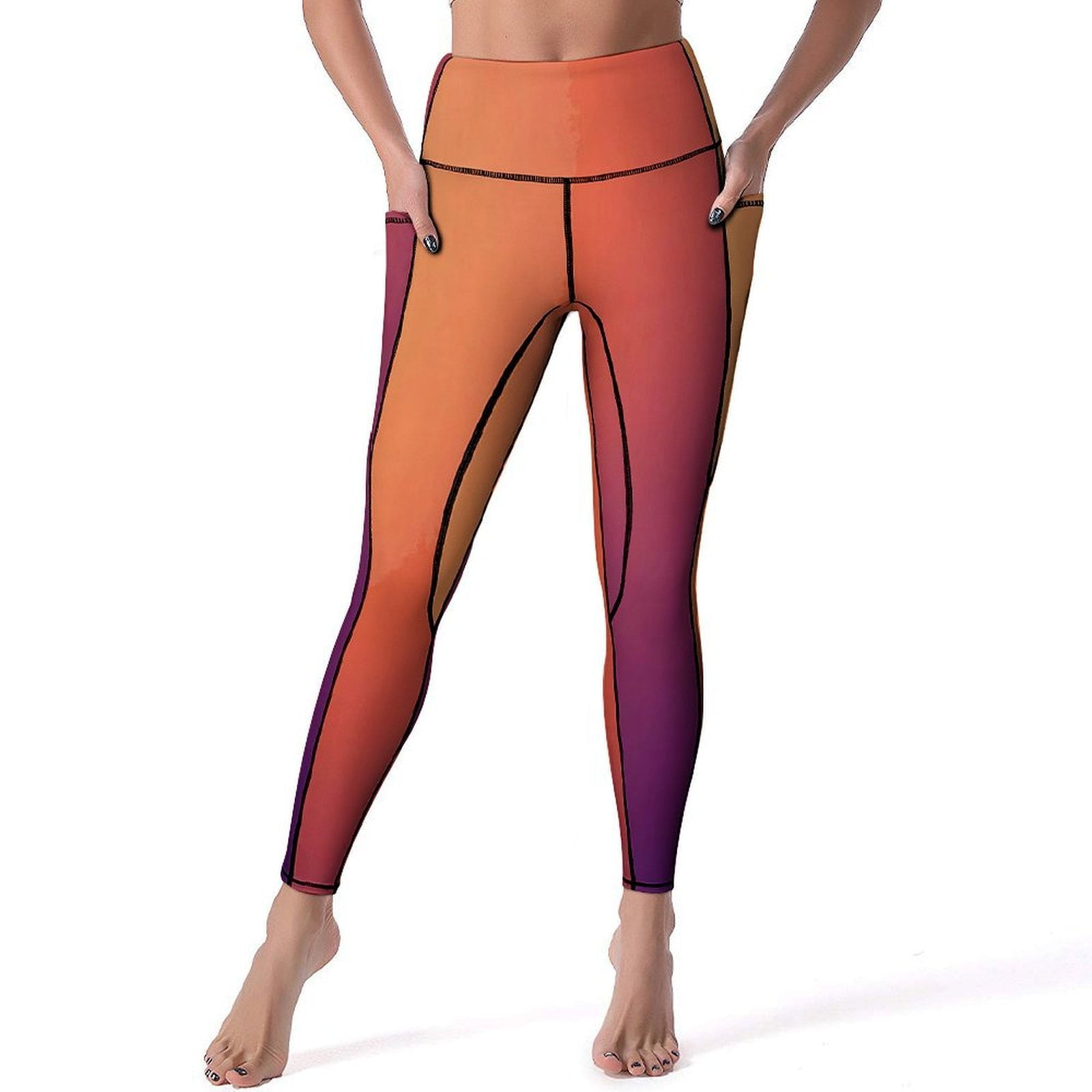 Abstract Texture Purple Orange Gradient Leggings Fitness Gym Yoga Pants ...