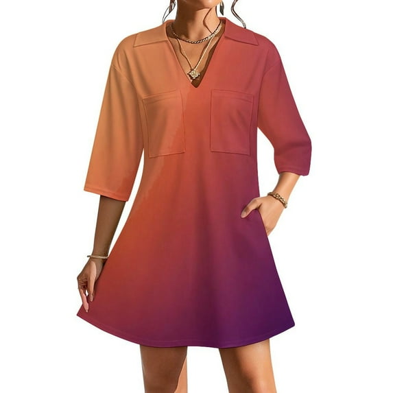 Abstract Texture Purple Orange Gradient Womens Dress With Pockets ...