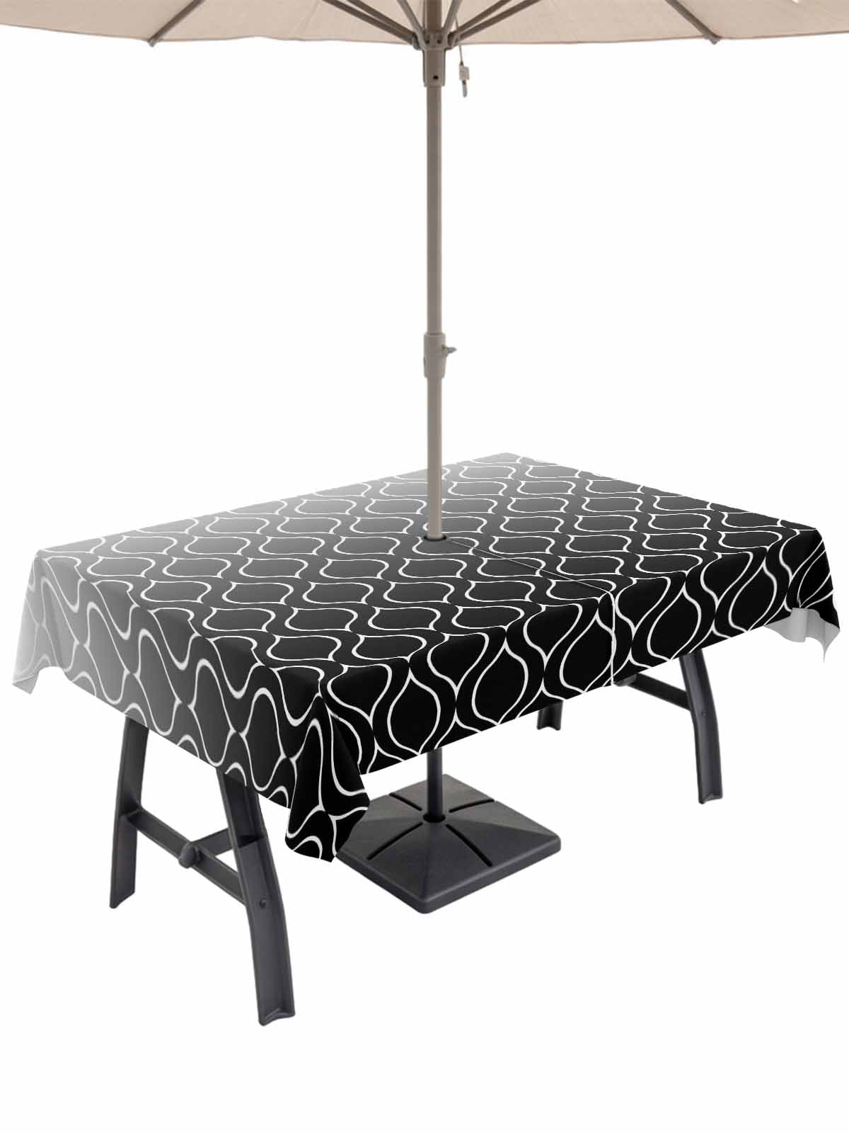Abstract Texture Rectangle Outdoor Tablecloth with Umbrella Hole ...