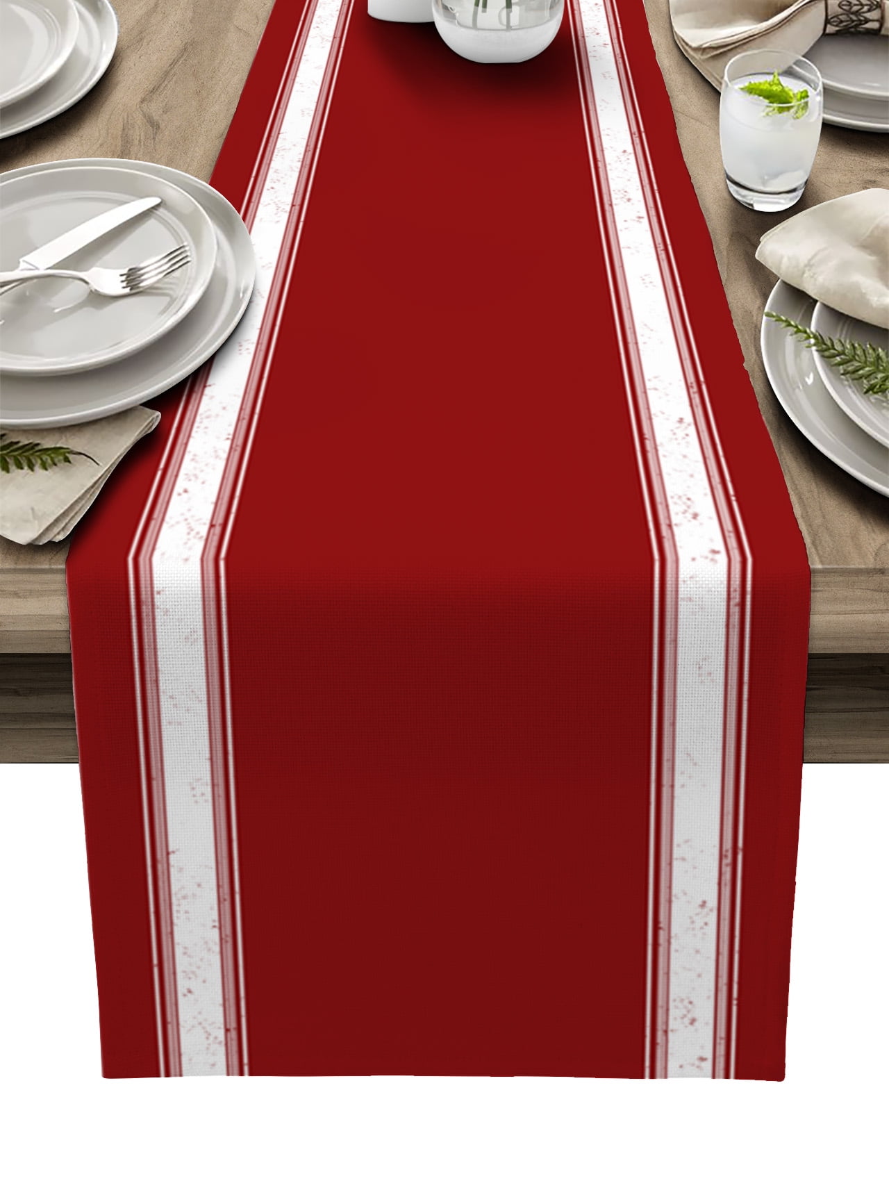 Abstract Texture Red Lines Linen Table Runners Wedding r Home Kitchen ...